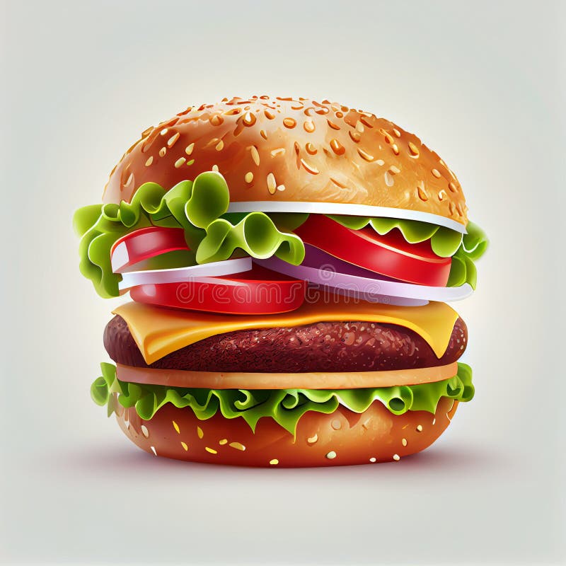 Big Juicy Neo Burger on White Background - AI Generated Image Stock ...