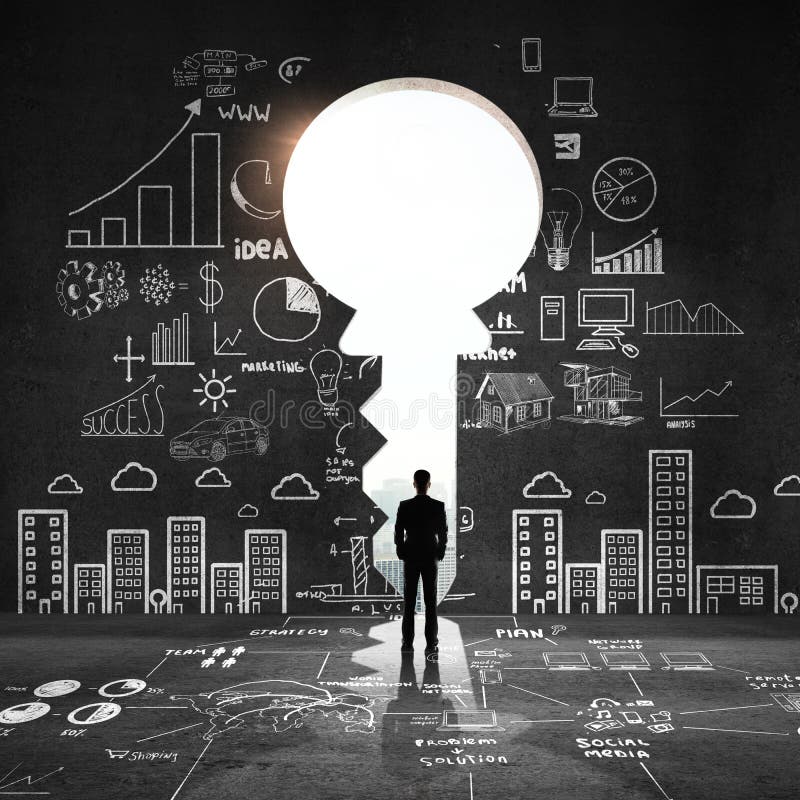 Big Key and Drawing Concept Stock Photo - Image of idea, diagram: 41799690