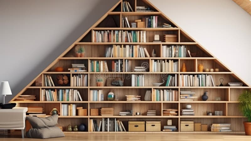 A Big, Large Bookcase with Many Books in a House Interior Stock ...