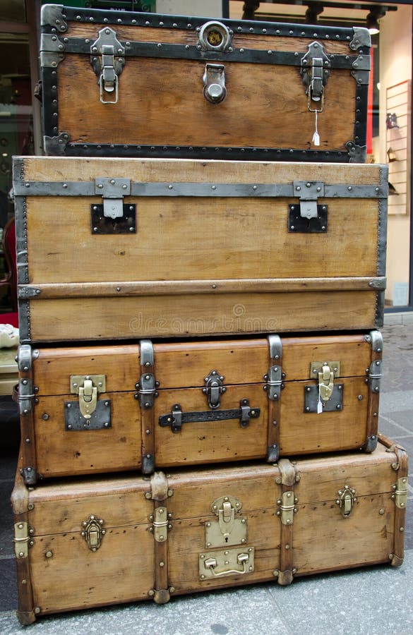Big and Large Old Wood Chest Cases Stock Photo - Image of container ...