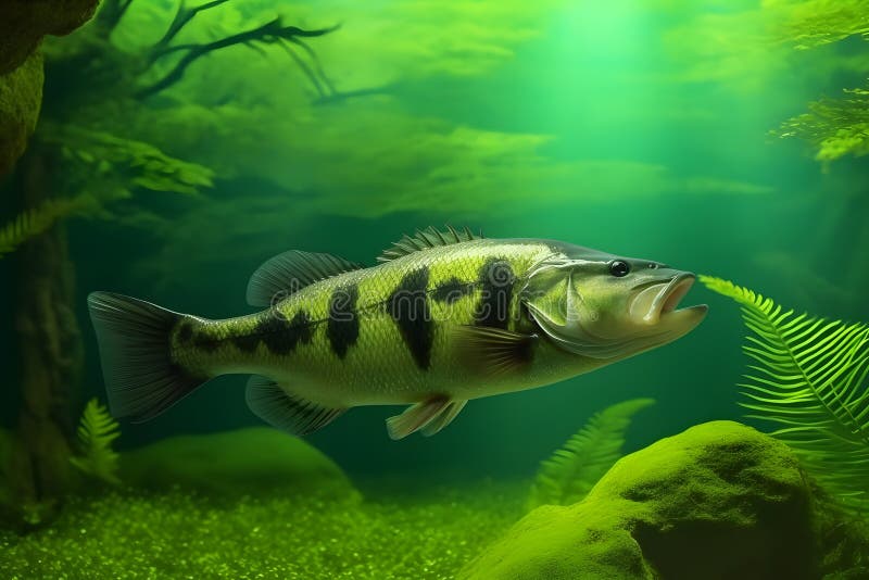 Big Largemouth Bass Fish. Neural Network AI Generated Stock Image ...