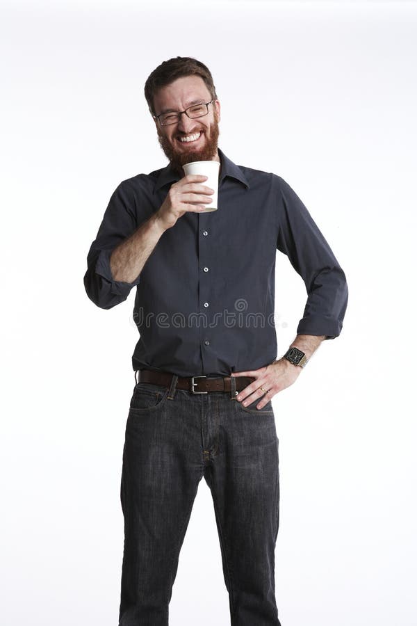 Big Laugh stock photo. Image of happy, drink, denim, expression - 16784864