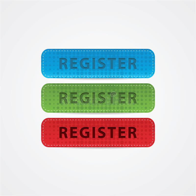 Set of Three Big Register Button with Shadow and R Stock Vector ...