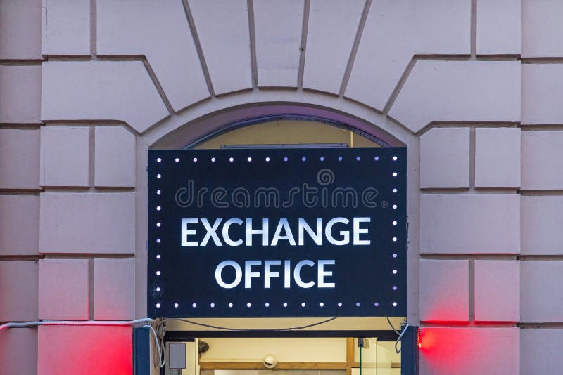 Exchange Office Sign stock image. Image of money, black - 233720317