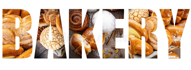 Big Letters Bakery. Bakery Bread on a Wooden Table. Various Bread and ...