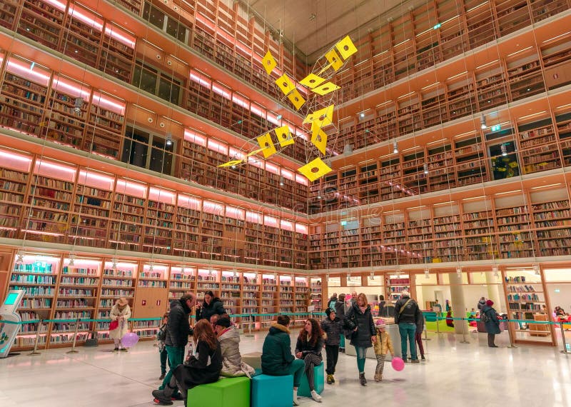 Big Library and People Inside the Stavros Niarchos Foundation Cultural ...