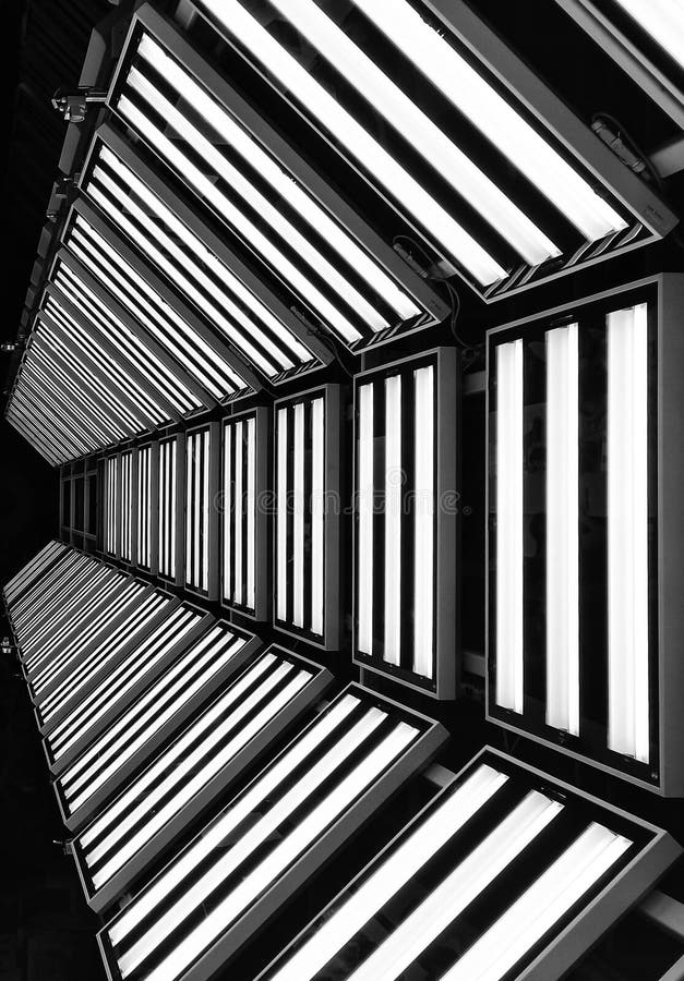 Big Light Panels in Black and White. Stock Photo - Image of industry ...