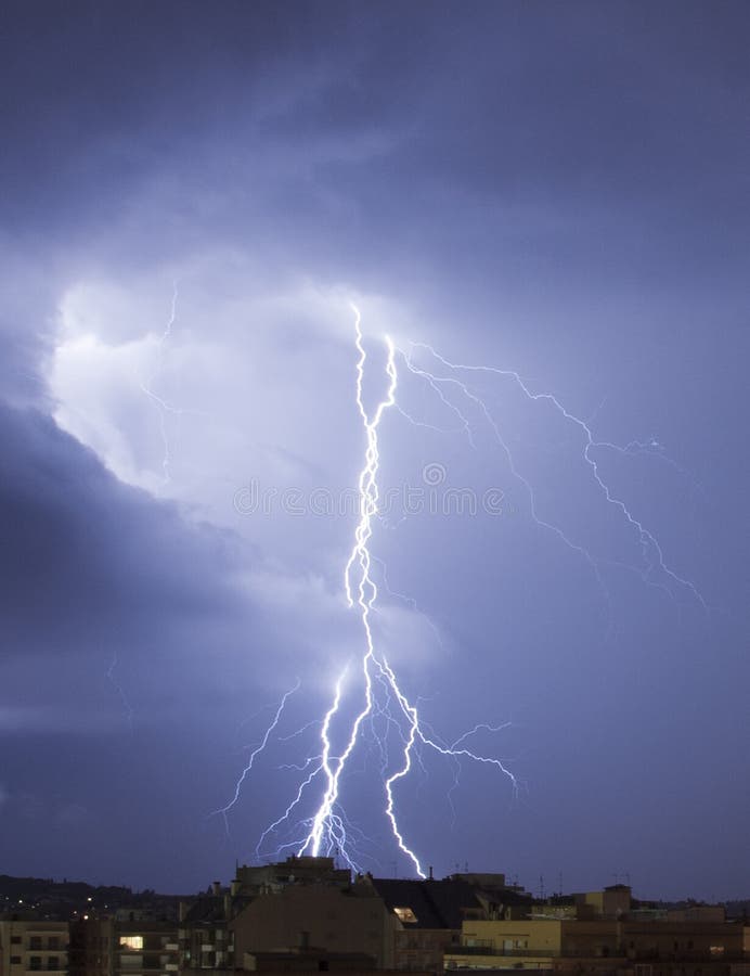 Big Lightning Storm at Granollers Stock Image - Image of cloud ...