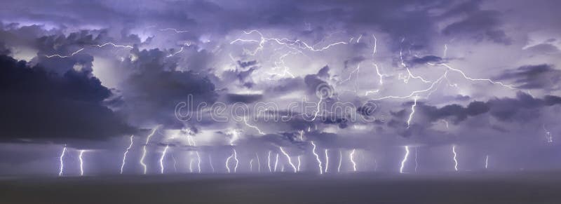 Big Lightning Storm at Pineda Barcelona Stock Image - Image of ground ...
