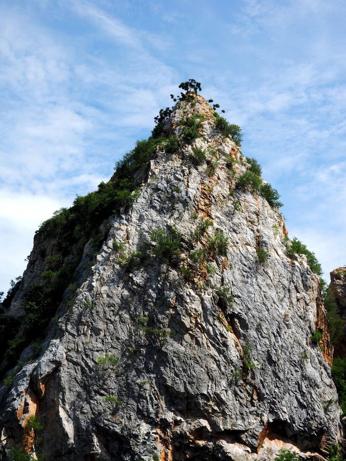 Big Limestone Rock Cliff with Blue Sky Stock Photo - Image of outdoor ...