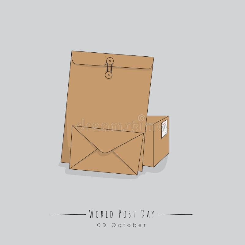 Big and Little Envelope with Cardboard in Cartoon Design for World Post ...