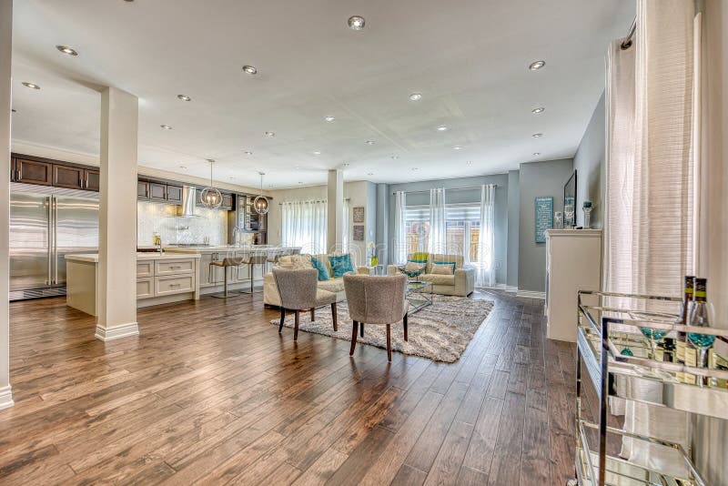 Big Livingroom with Bright Pot Lights Stock Image - Image of lights ...