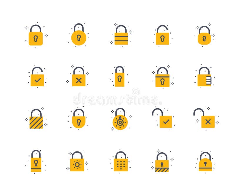 Big lock icons color set stock vector. Illustration of password - 273496950