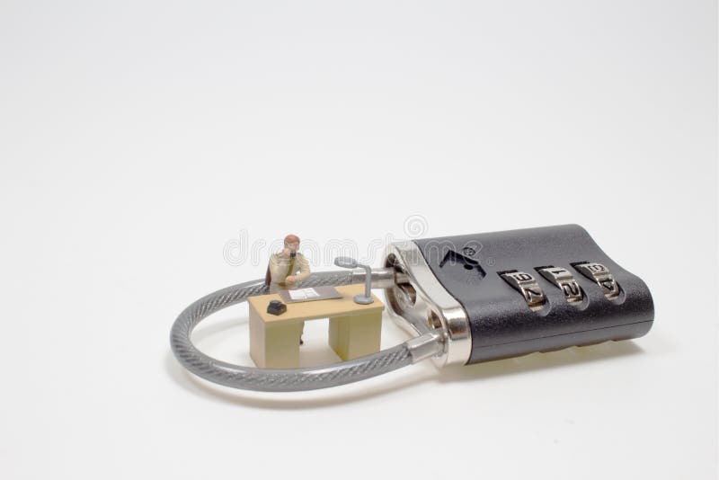 A Big Lock with the Mini the Security Guard Stock Photo - Image of ...