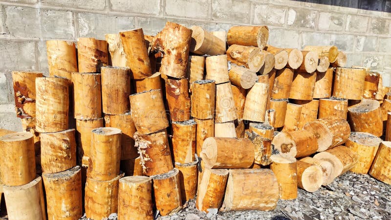 Big Logs, Stacked Churbaki, Outdoor Pile for Firewood. Abstract ...