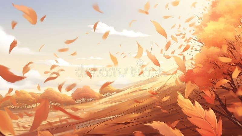 Big Long Field in Autumn, Anime Wallpaper, Ai Generated Image Stock ...