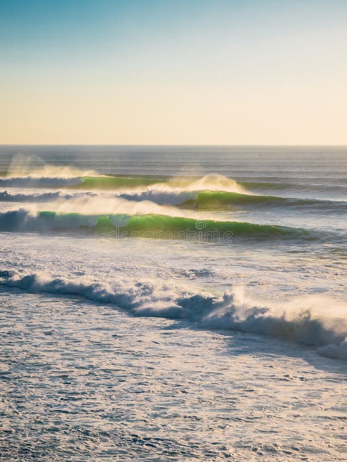 Big and Long Waves in Ocean. Ideal Swell for Surfing Stock Image ...