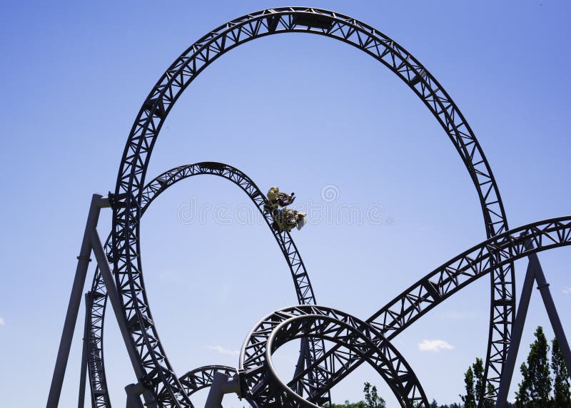 Big Loop on a Ride of a Giant Roller Coaster Editorial Image - Image of ...