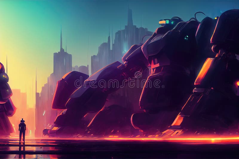 A Big Lost Robot Planet, Sci Fi Illustration, Ai Generated Image Stock ...
