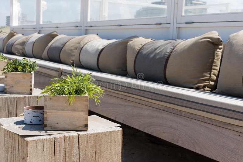 A Big Lounge Couch with Pillows Stock Photo - Image of relax, decor ...