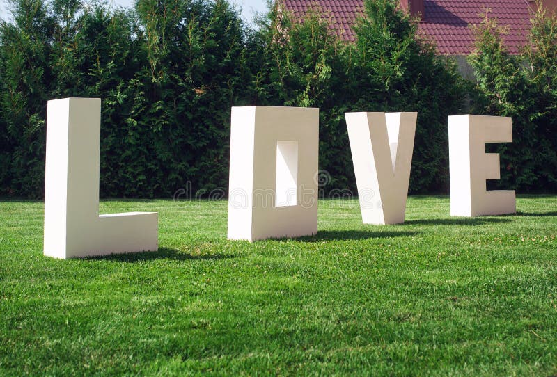 Big Love Letters on a Background of Green Park Stock Photo - Image of ...