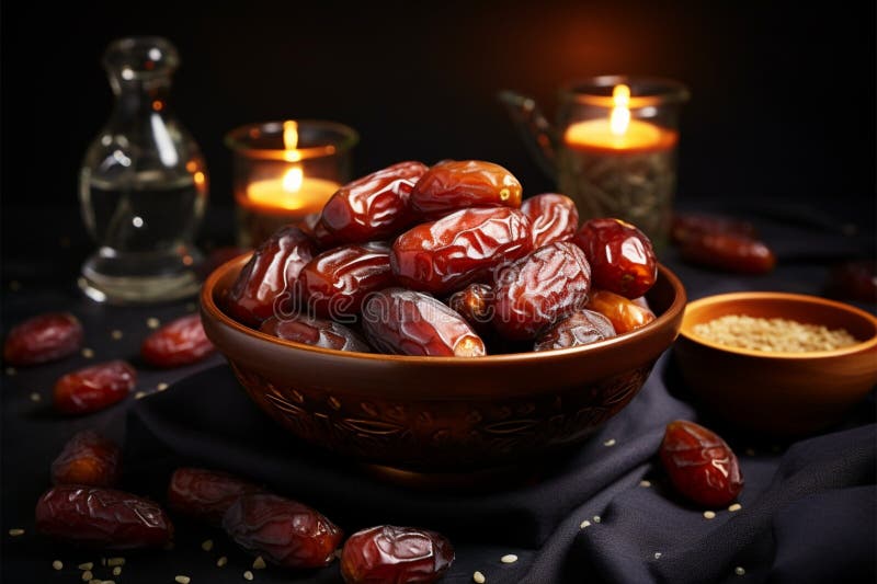 Big Luxury Dried Dates in Bowls Stock Illustration - Illustration of ...