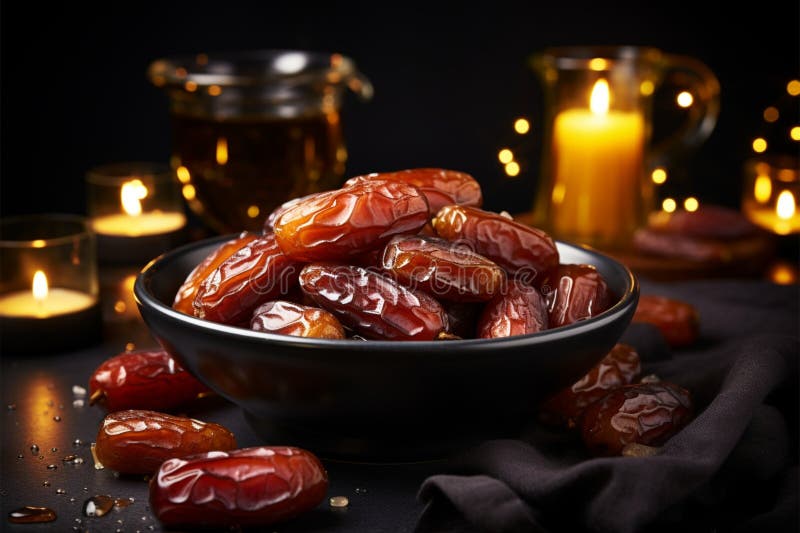 Big Luxury Dried Dates in Bowls Stock Illustration - Illustration of ...