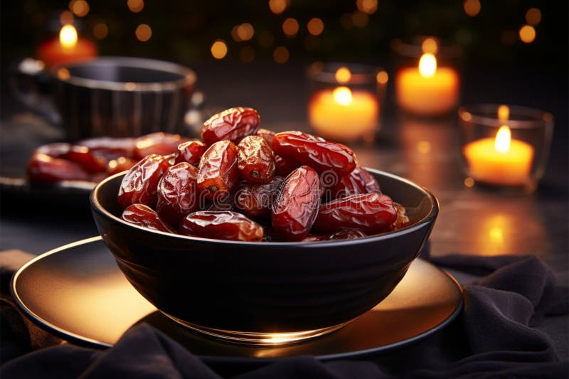 Big Luxury Dried Dates in Bowls Stock Illustration - Illustration of ...