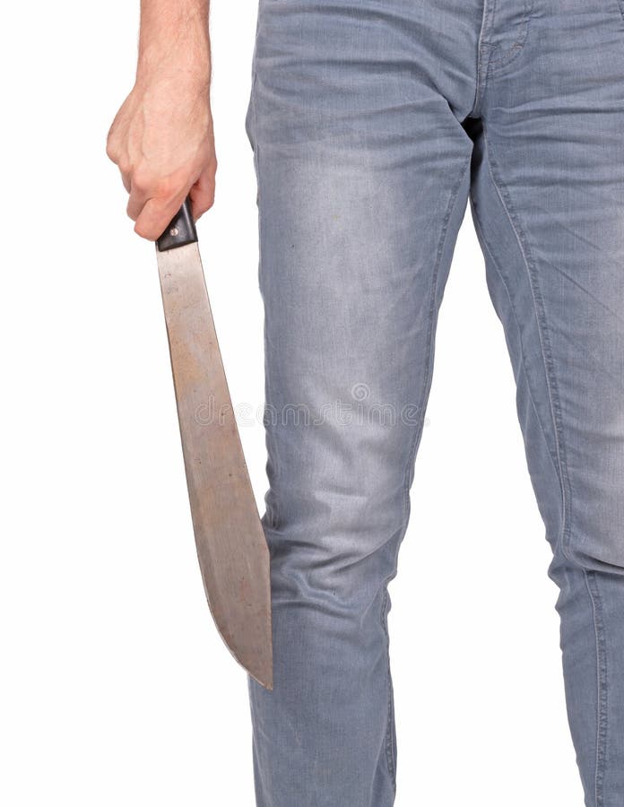 Big machete in hand stock image. Image of metal, chop - 205707607