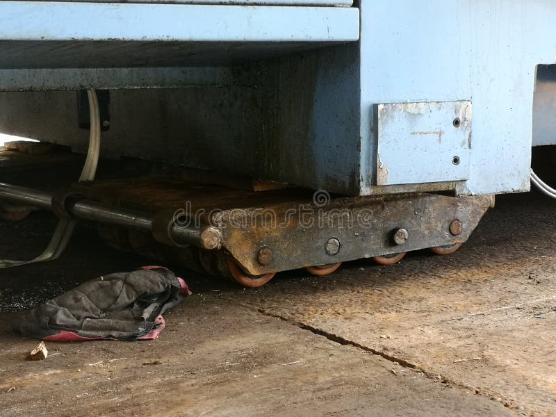 The Big Machine Moving Using Machine Roller in Factory. Maintenance ...