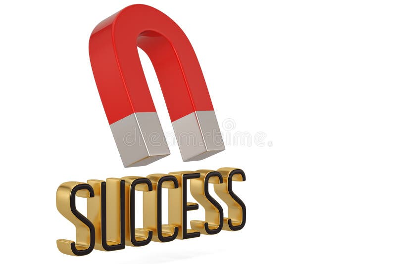 Big Magnet Attracting Success Words Isolated on White Background 3D ...