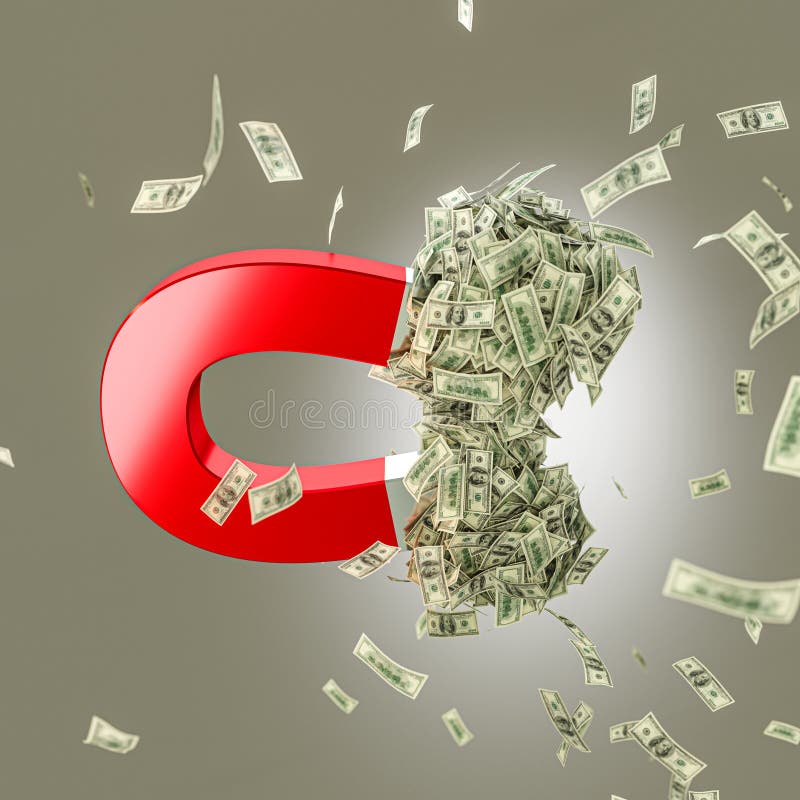 Big Magnet Attracts Money Dollars Stock Illustration - Illustration of ...