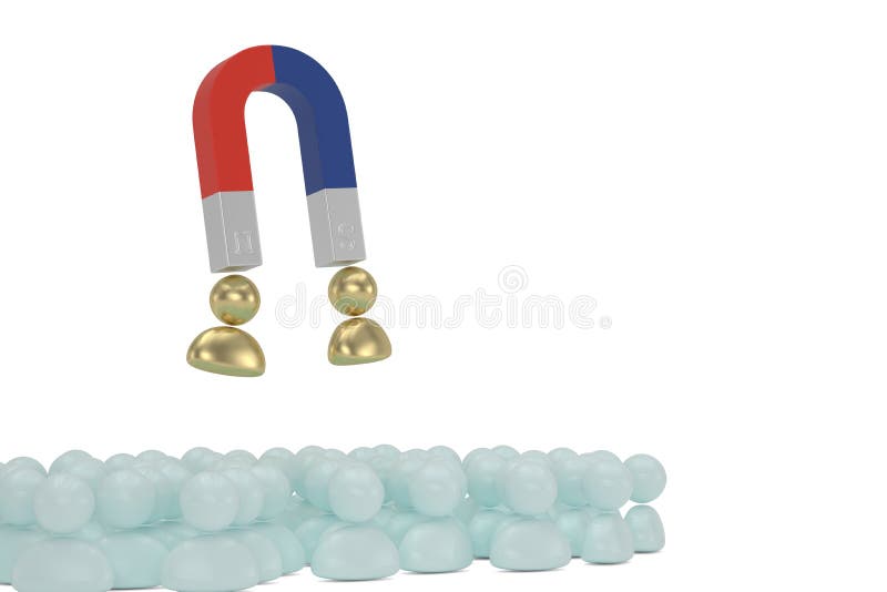 Big Magnet Pulling Character Isolated on White Background 3D ...