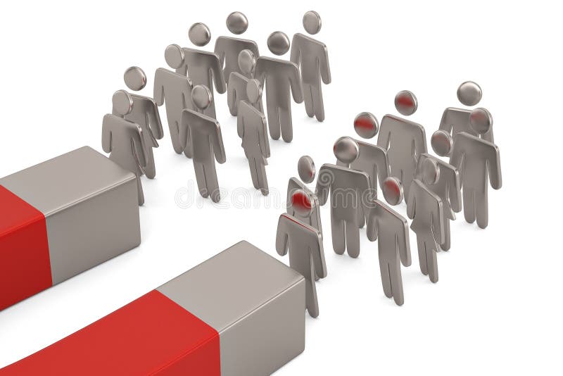 Big Magnet Pulling Metal Figures Isolated on White Background 3D ...