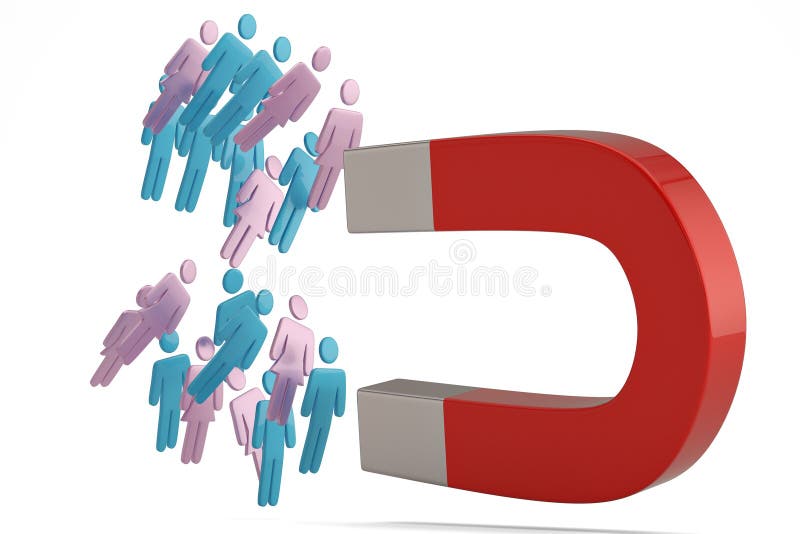 Big Magnet Pulling Character Isolated on White Background 3D ...