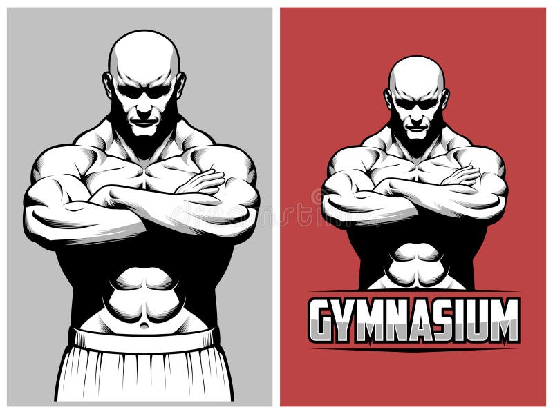 Big Man Folding Arms Showing His Muscle Stock Vector - Illustration of ...