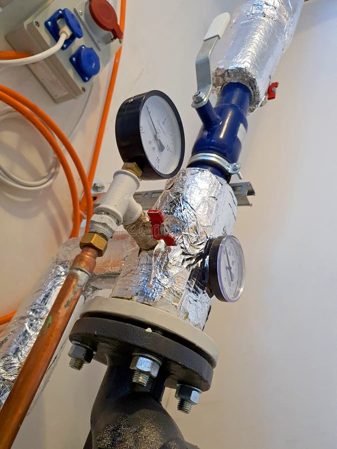 Big Manometer on the Water Pipe Stock Image - Image of device, measure ...