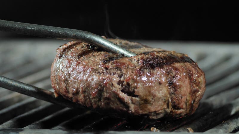 Big Meat Chop with Beef Grilled Burger Stock Image - Image of dinner ...