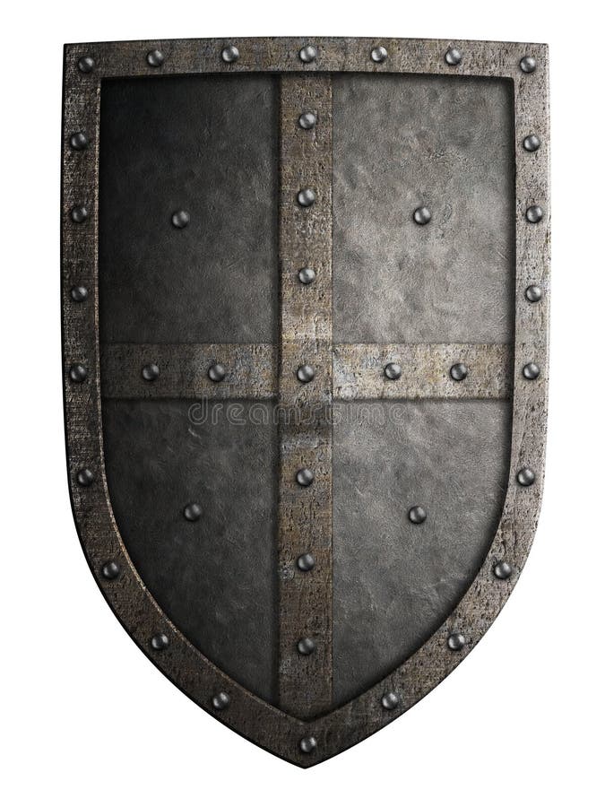 Big Medieval Crusader S Metal Shield Isolated Stock Image - Image of ...