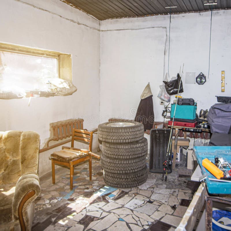 Big Mess in an Over Stuffed Suburban Garage Stock Image - Image of pile ...