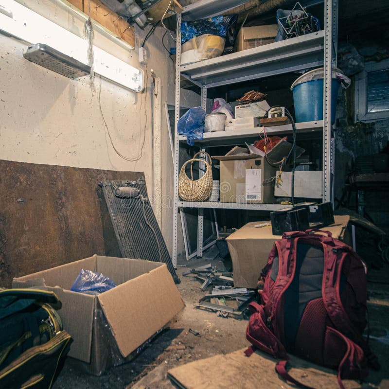 A Big Mess in an Overcrowded Container Abandoned Many Years Ago Stock ...