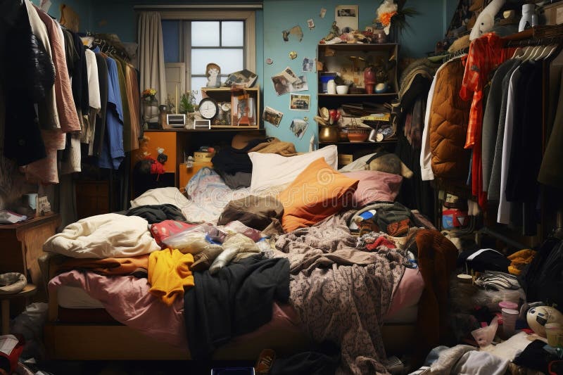 Big Mess in the Room. Generative AI Stock Illustration - Illustration ...