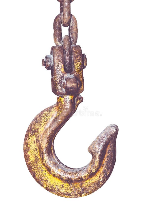Big Metal Hook with Chain Isolated on White Background Stock Photo ...