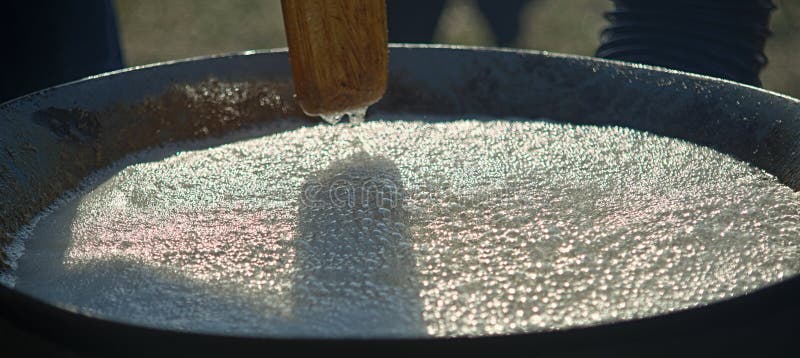 Big Metal Pot Full of Bubbles from Cooking Stock Image - Image of flame ...
