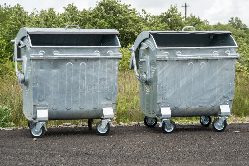 Big Metal Recycling Containers on the Street Stock Image - Image of ...