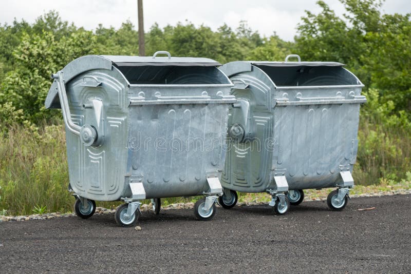 Big Metal Recycling Containers on the Street Stock Image - Image of ...