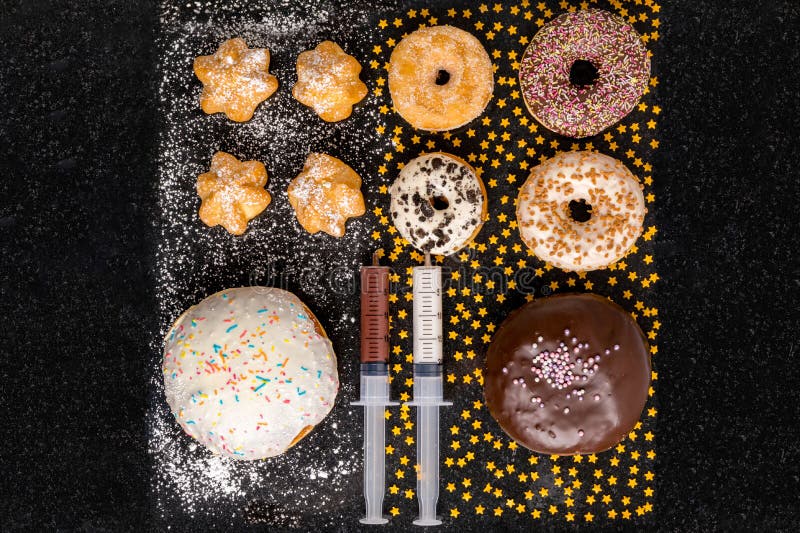 Big and Mini Donuts with Stuffed Choux Stock Image - Image of organ ...