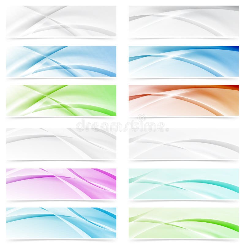 Wave Headers Set - Swoosh Hi-tech Lines Stock Vector - Illustration of ...