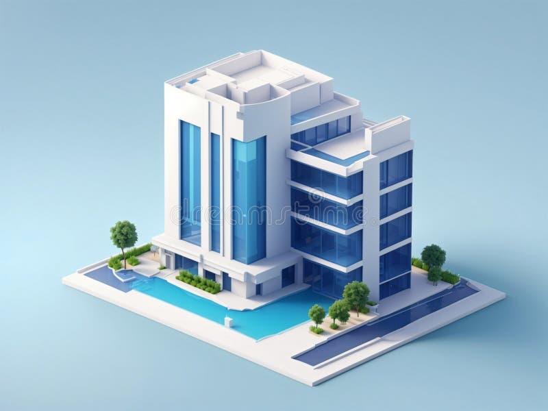 Big Modern Buildings Isolated on Gradient Background, 3d Render ...