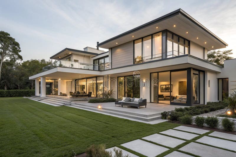 Big modern house stock illustration. Illustration of home - 375710504